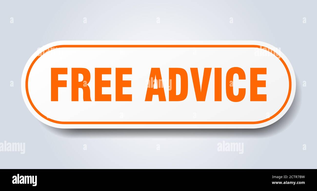 free advice sign. rounded isolated sticker. white button Stock Vector ...
