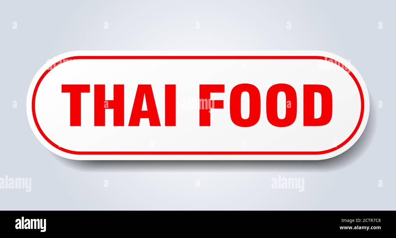 thai food sign. rounded isolated sticker. white button Stock Vector ...