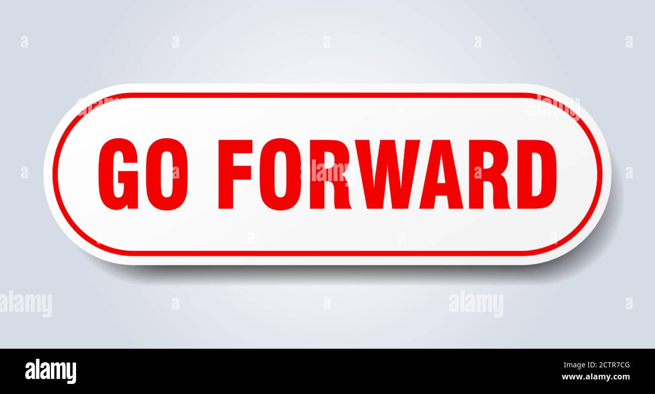 go forward sign. rounded isolated sticker. white button Stock Vector ...