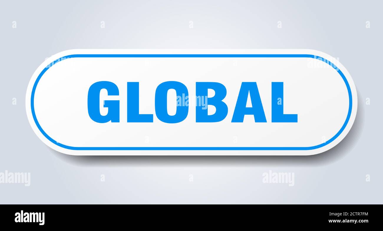 global sign. rounded isolated sticker. white button Stock Vector Image ...