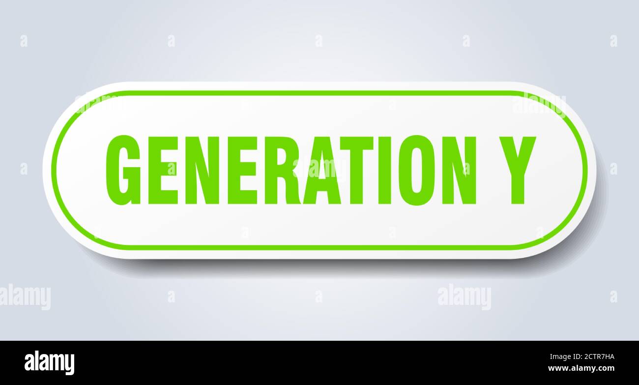 generation y sign. rounded isolated sticker. white button Stock Vector ...