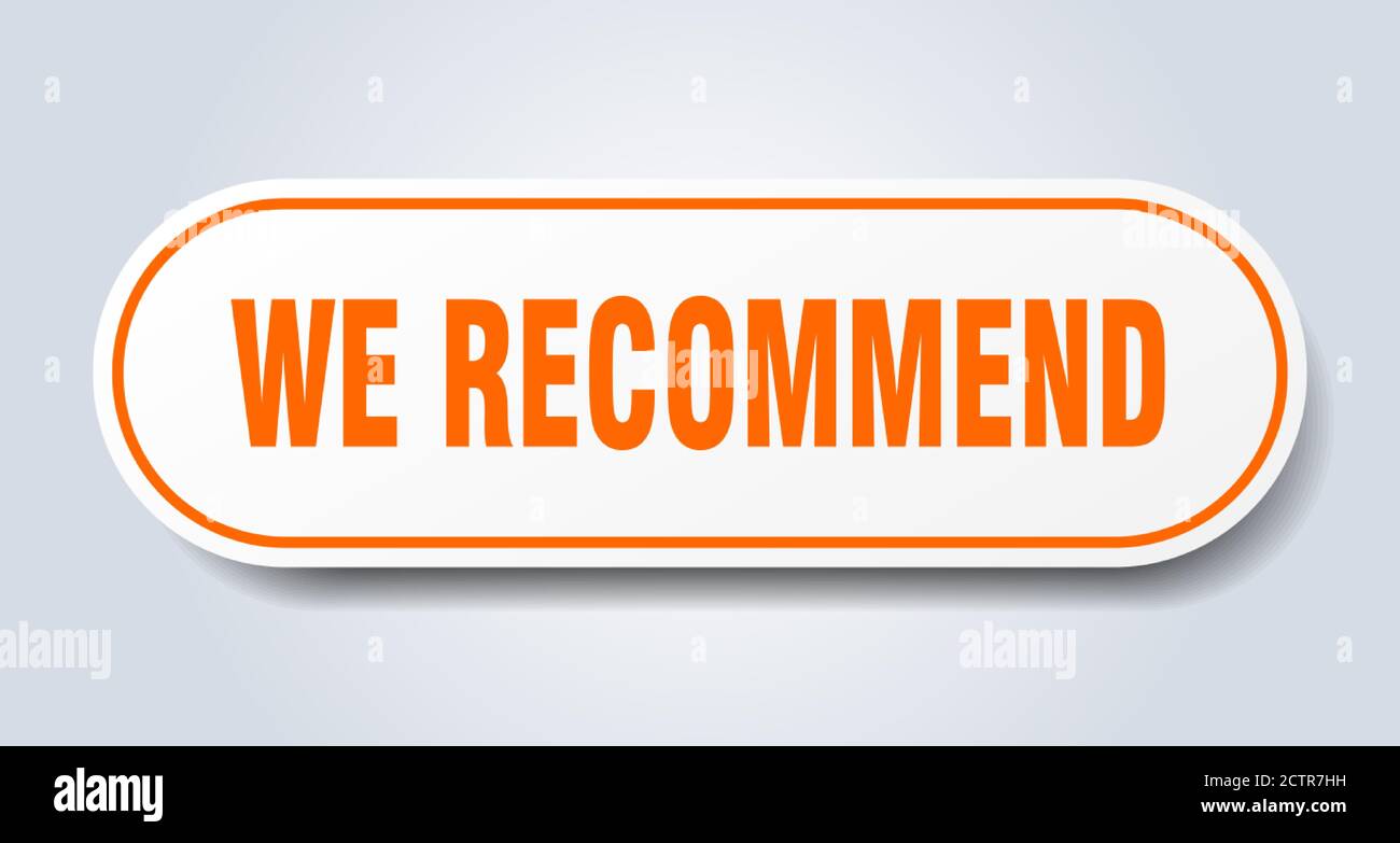 we recommend sign. rounded isolated sticker. white button Stock Vector ...