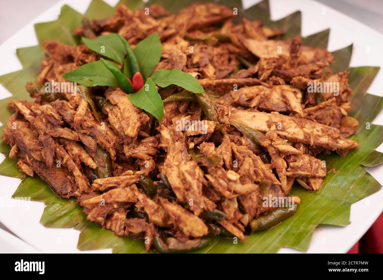 Smoked dry fish with spicy seasoning. Asian Traditional seafood menu ...