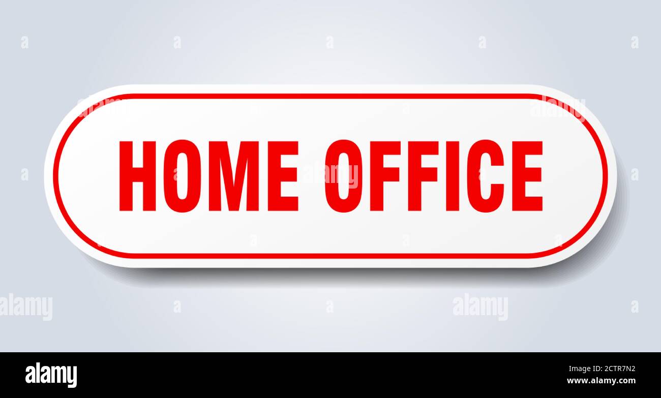 home office sign. rounded isolated sticker. white button Stock Vector ...
