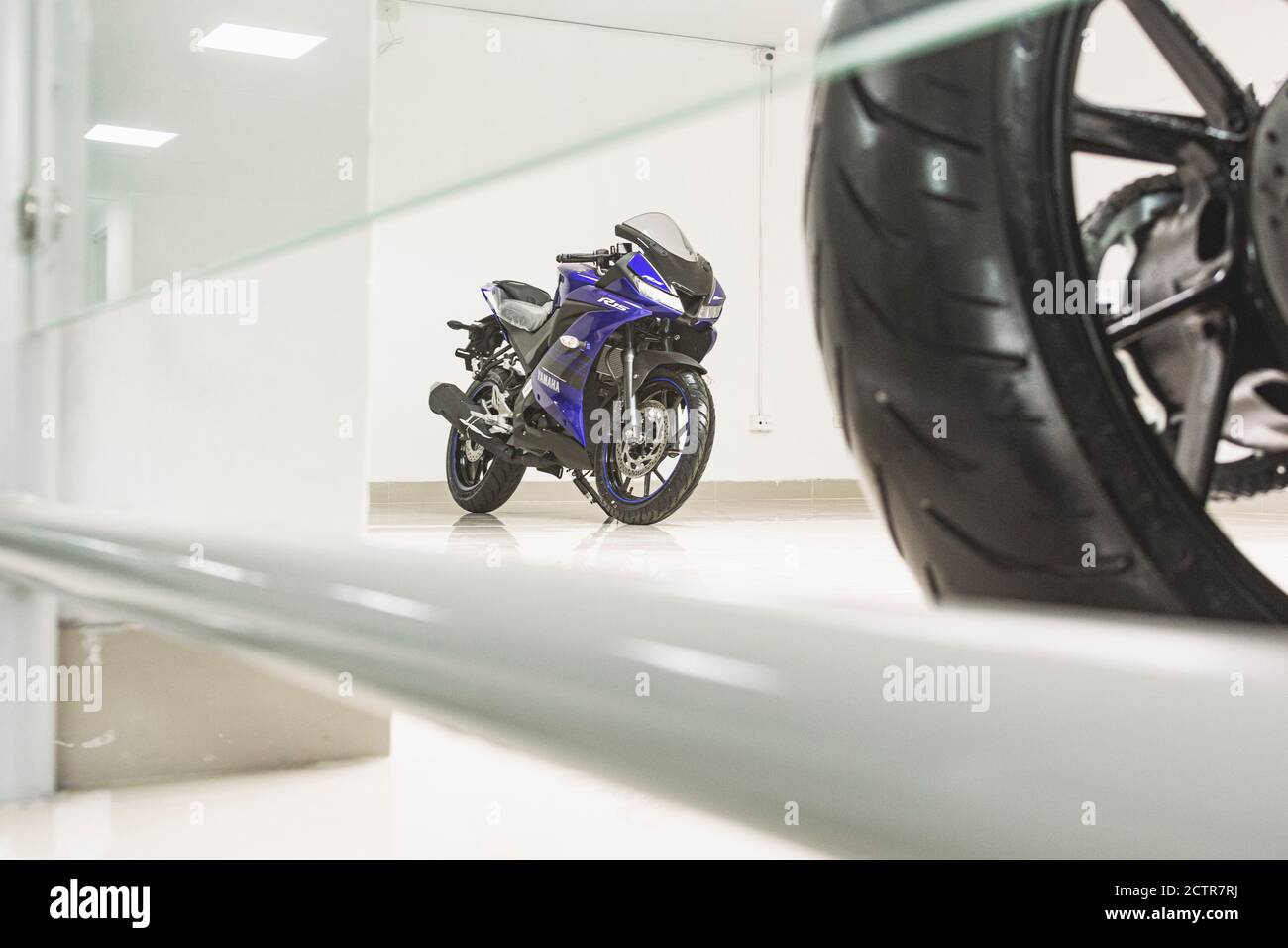 Lima, Peru - September 22, 2020: Motorcycles in the showroom Yamaha ...