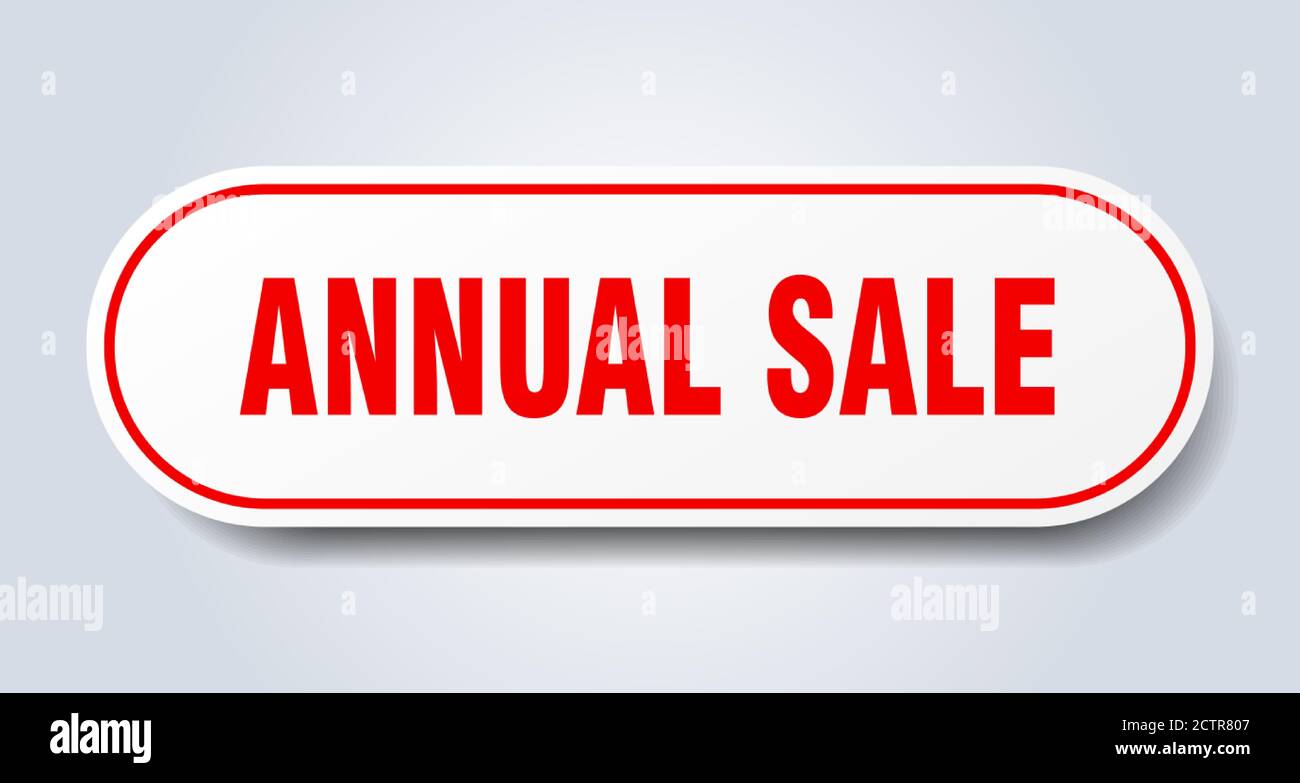 annual sale sign. rounded isolated sticker. white button Stock Vector ...