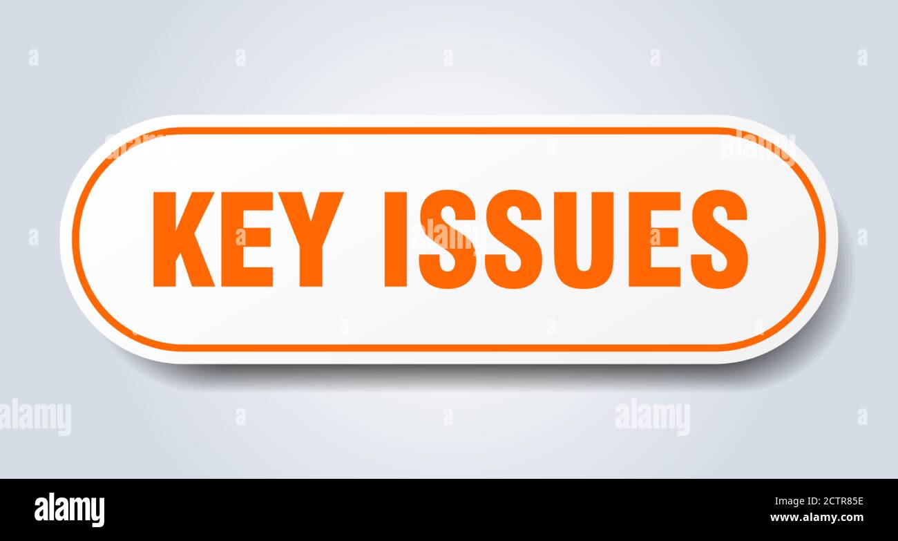 key issues sign. rounded isolated sticker. white button Stock Vector ...