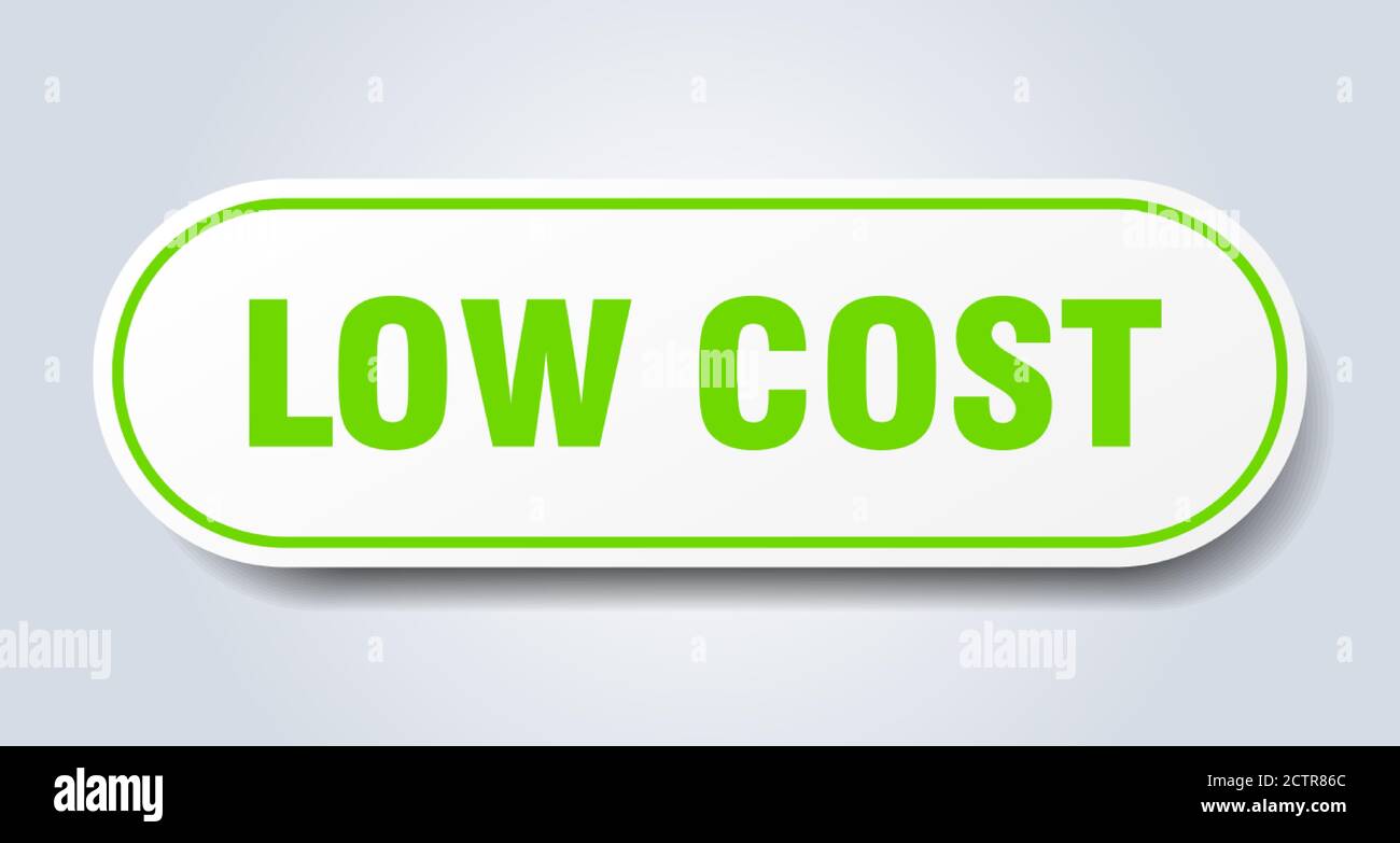 low cost sign. rounded isolated sticker. white button Stock Vector ...