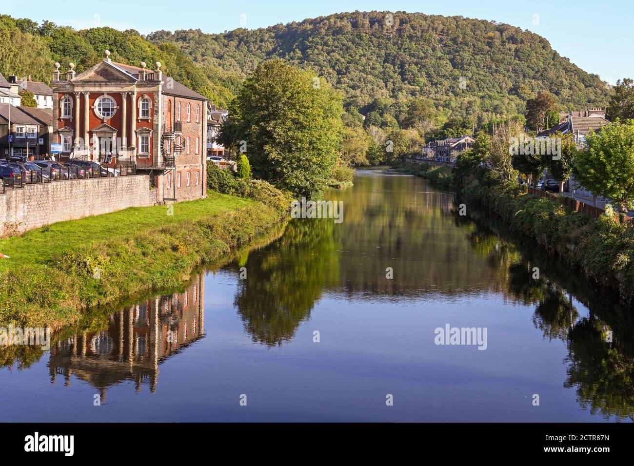 Pontypridd, Wales - September 2020: River Taff in Pontypridd. On the ...