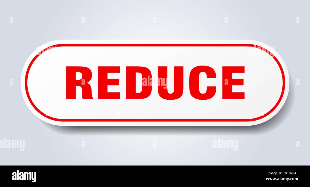 reduce sign. rounded isolated sticker. white button Stock Vector Image ...