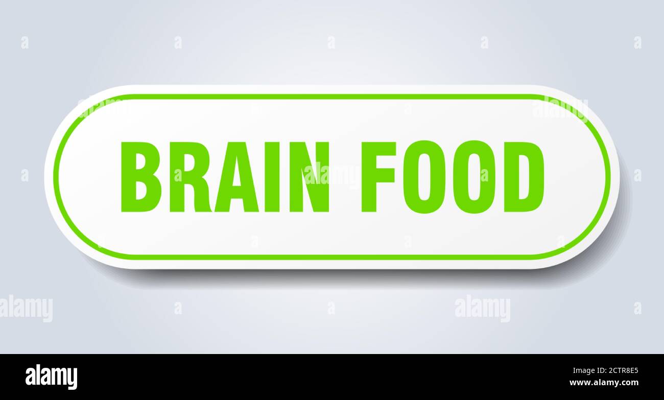 brain food sign. rounded isolated sticker. white button Stock Vector ...