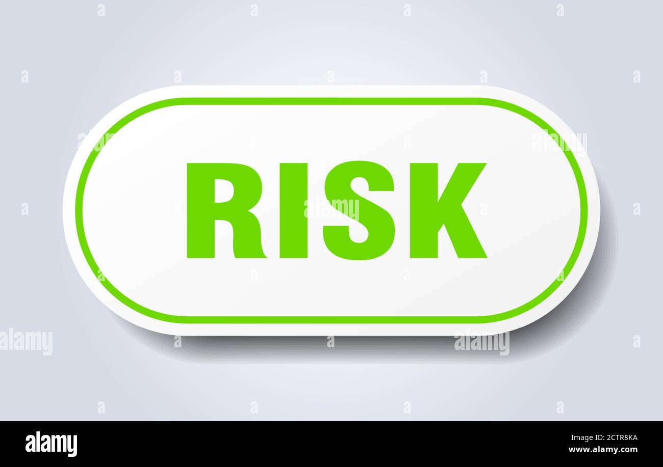 risk sign. rounded isolated sticker. white button Stock Vector Image ...