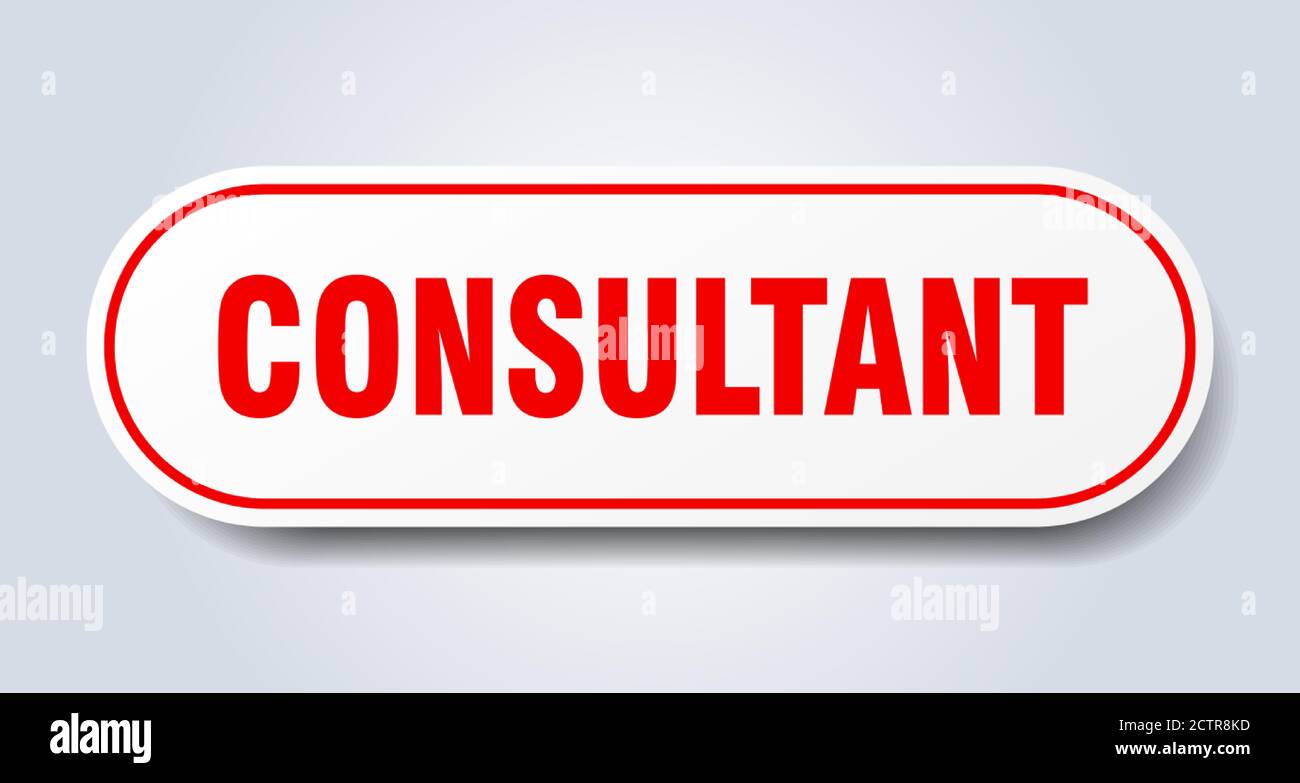 consultant sign. rounded isolated sticker. white button Stock Vector ...