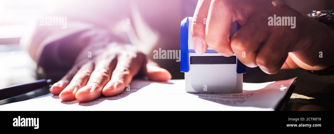 Notary Certificate Contract Paper Stamp In Office Stock Photo - Alamy