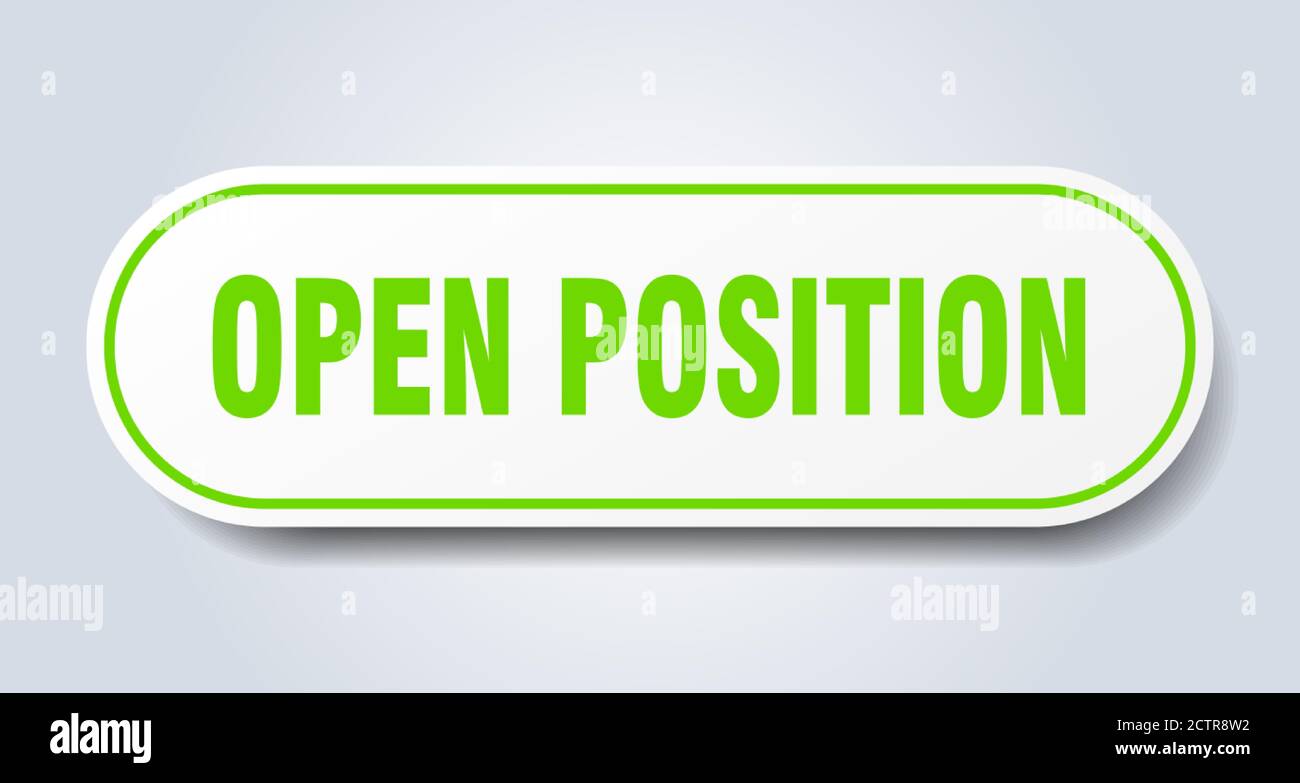 open position sign. rounded isolated sticker. white button Stock Vector ...
