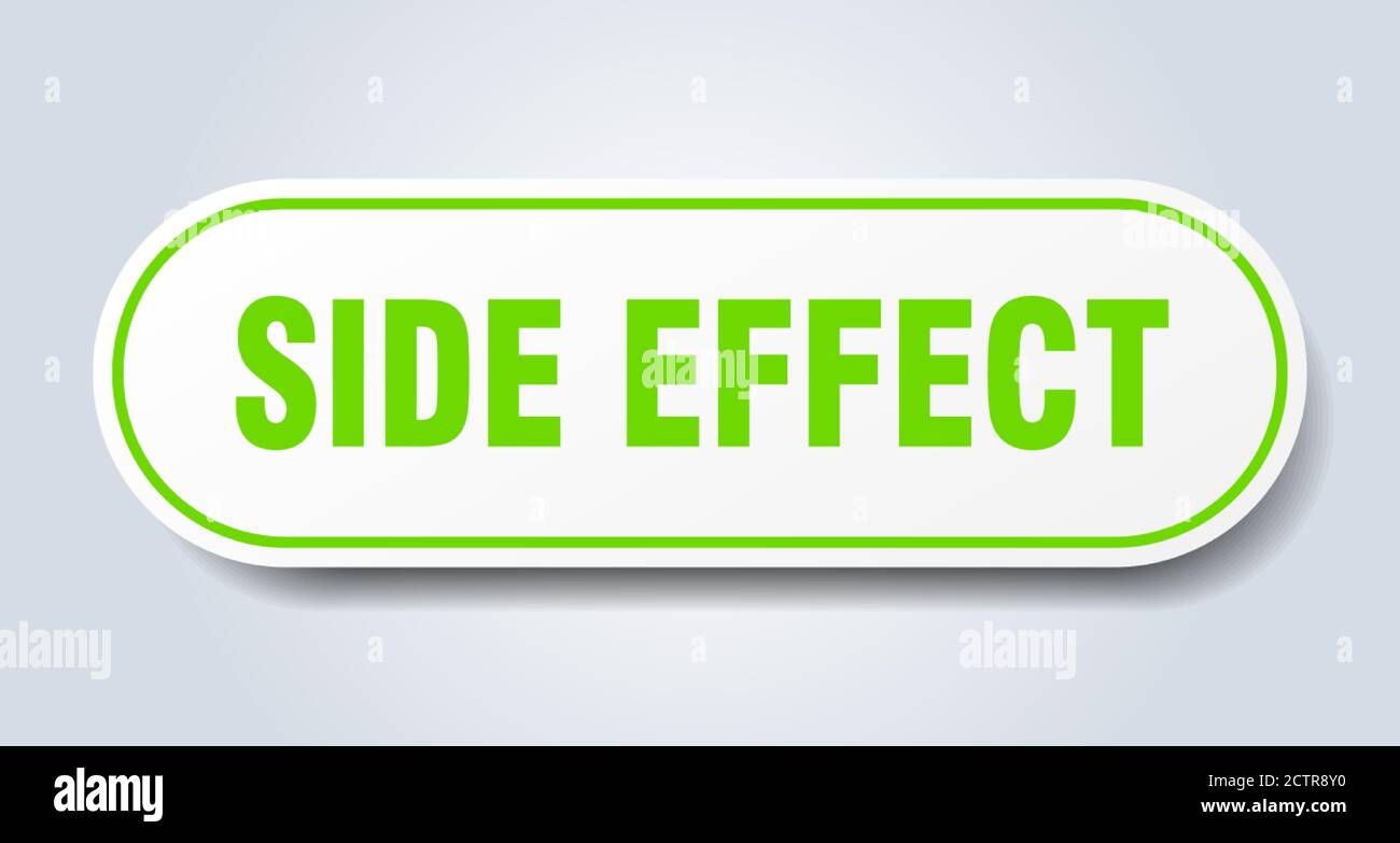 side effect sign. rounded isolated sticker. white button Stock Vector ...