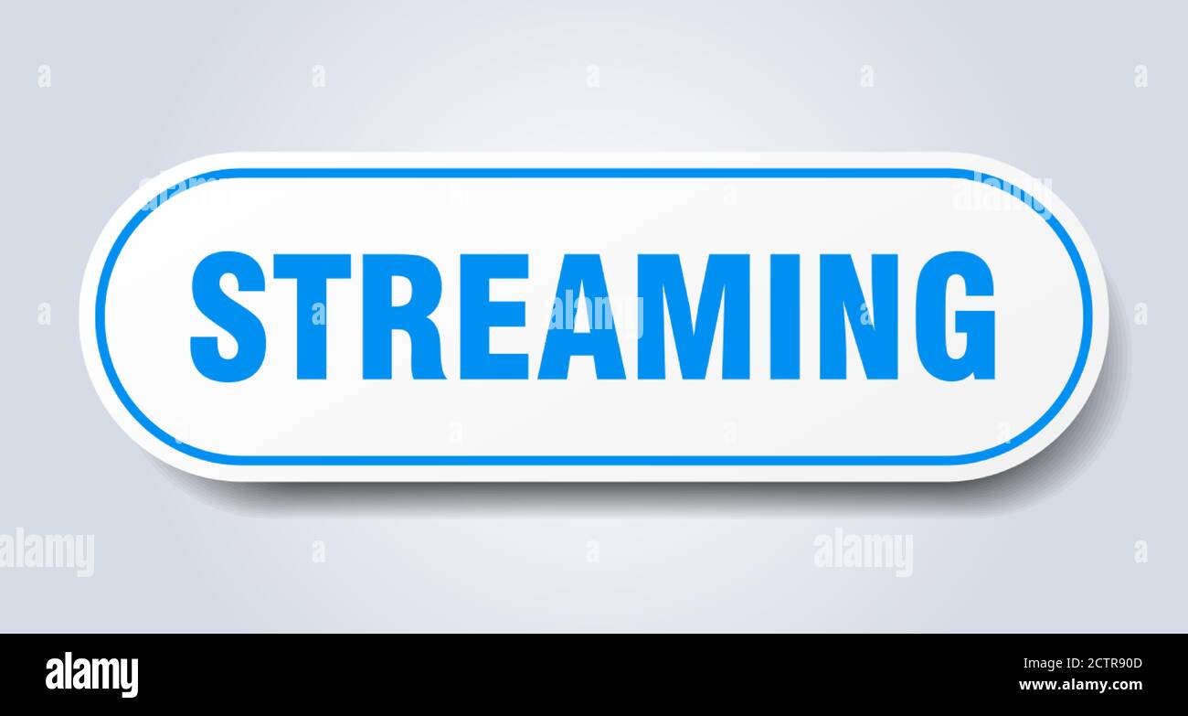 streaming sign. rounded isolated sticker. white button Stock Vector ...