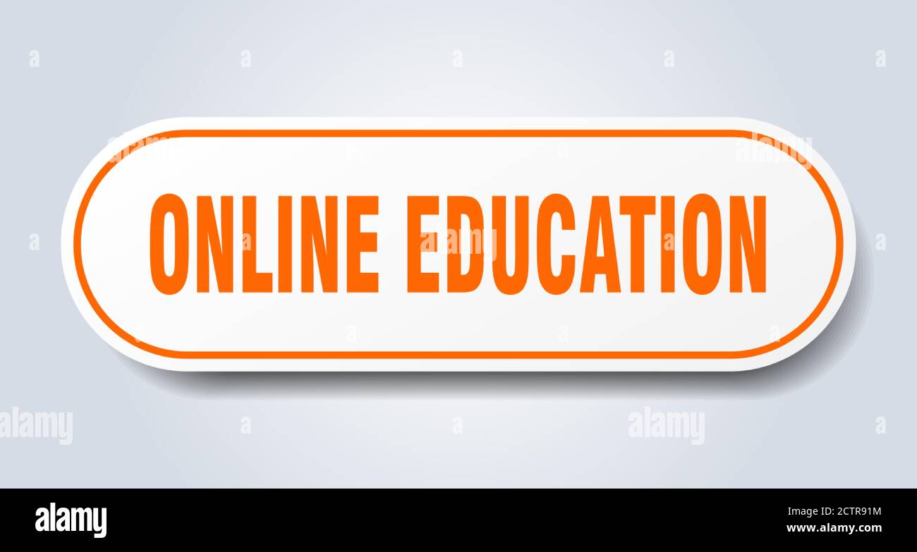 online education sign. rounded isolated sticker. white button Stock ...
