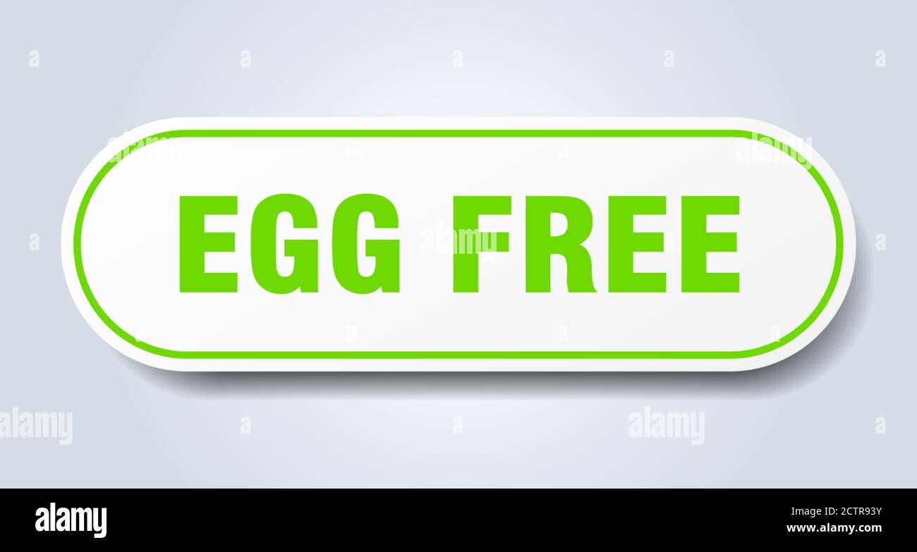 egg free sign. rounded isolated sticker. white button Stock Vector ...