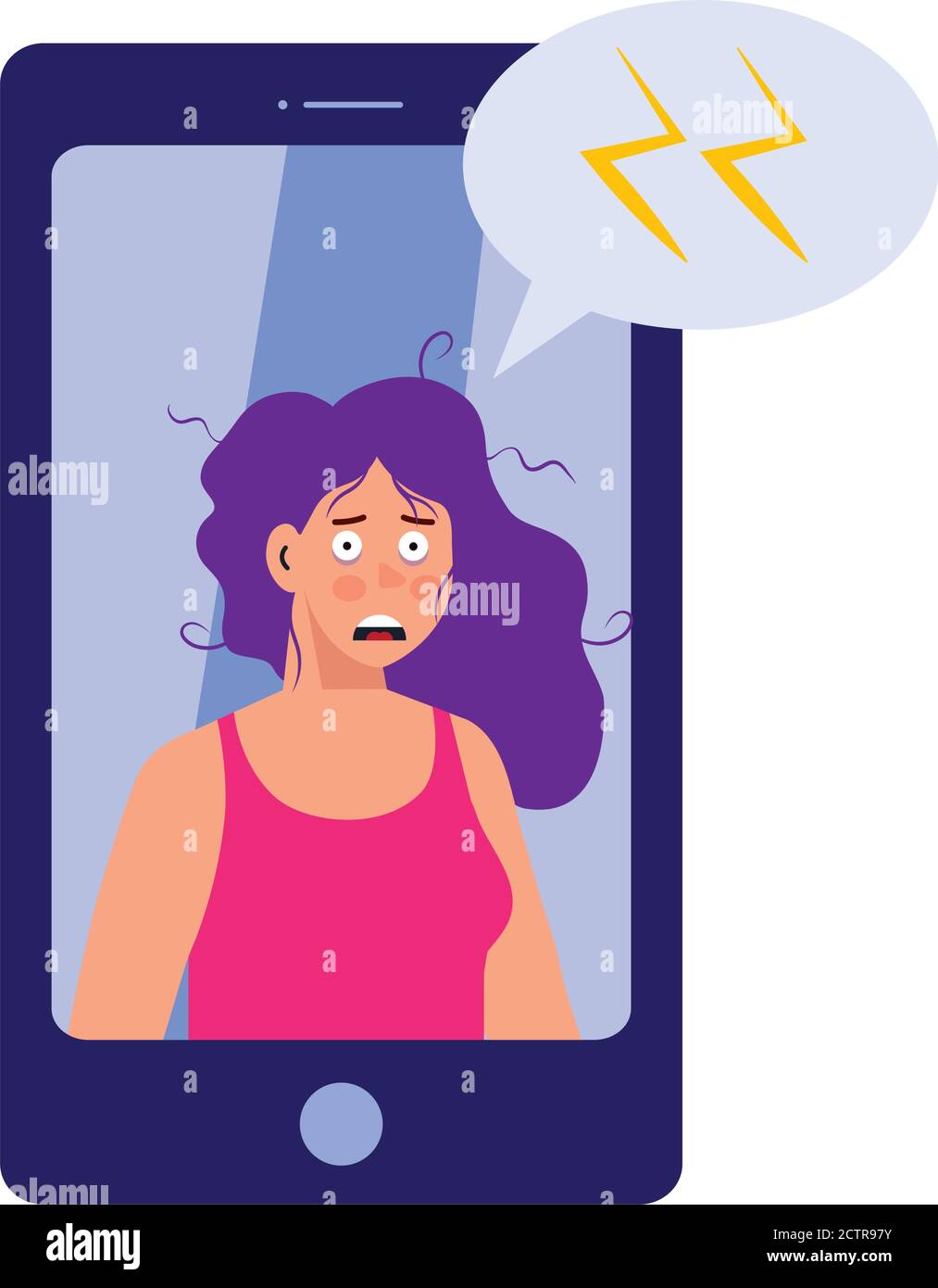 woman cartoon with insomnia and z bubble in smartphone vector design ...