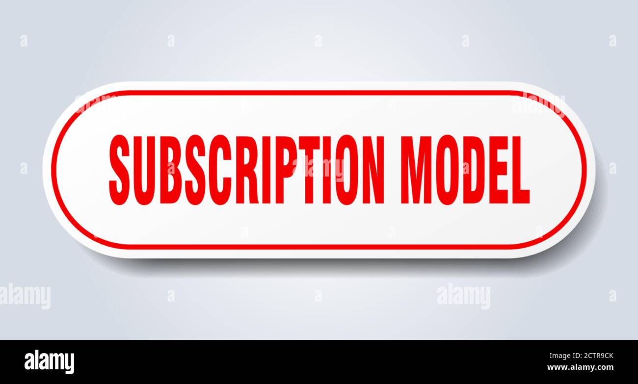 subscription model sign. rounded isolated sticker. white button Stock ...