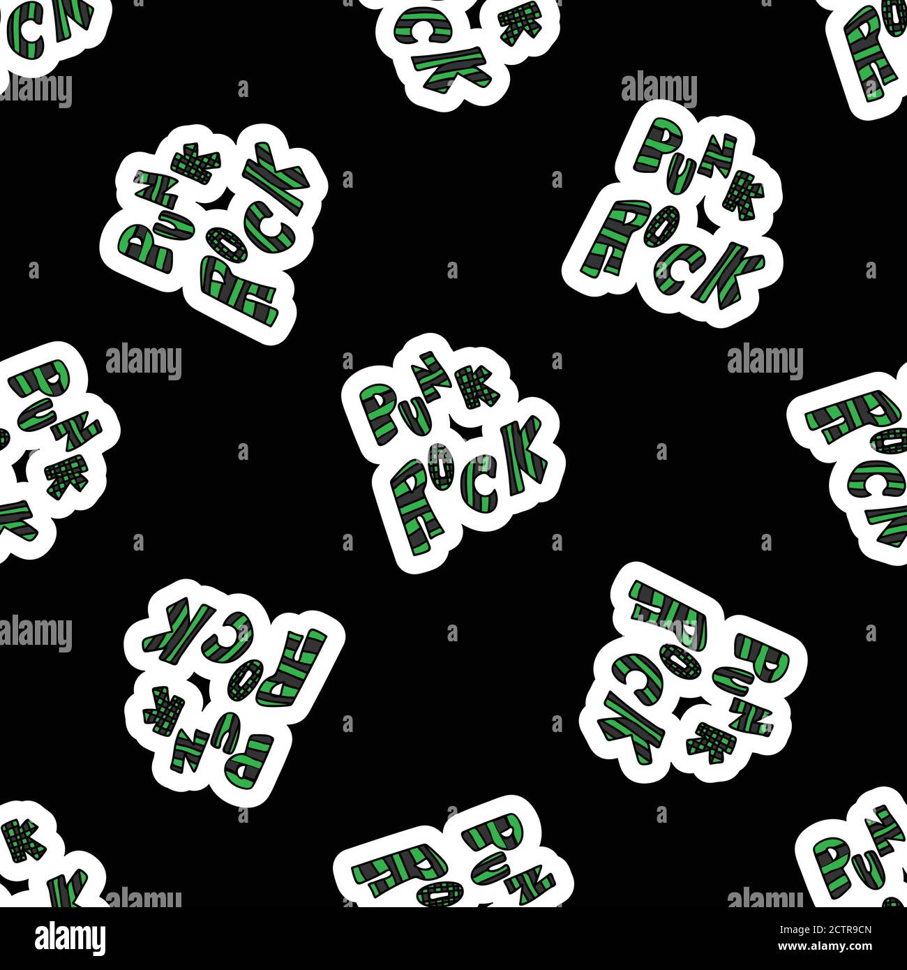 Cute punk rock text background vector pattern. Grungy alternative ...