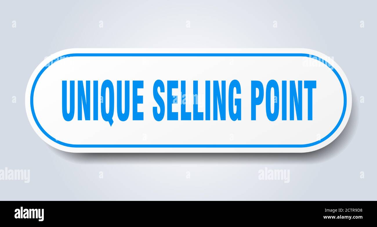 unique selling point sign. rounded isolated sticker. white button Stock ...