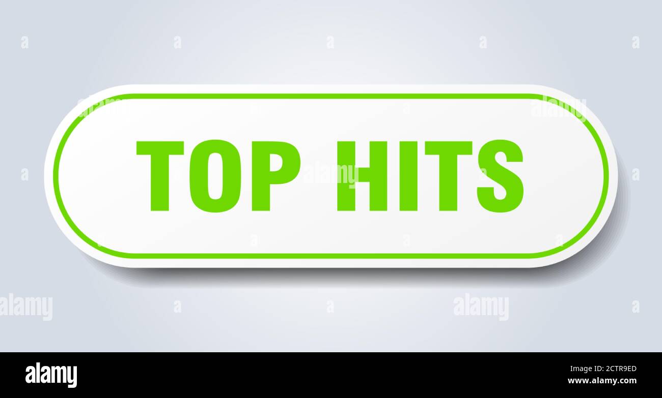 top hits sign. rounded isolated sticker. white button Stock Vector ...