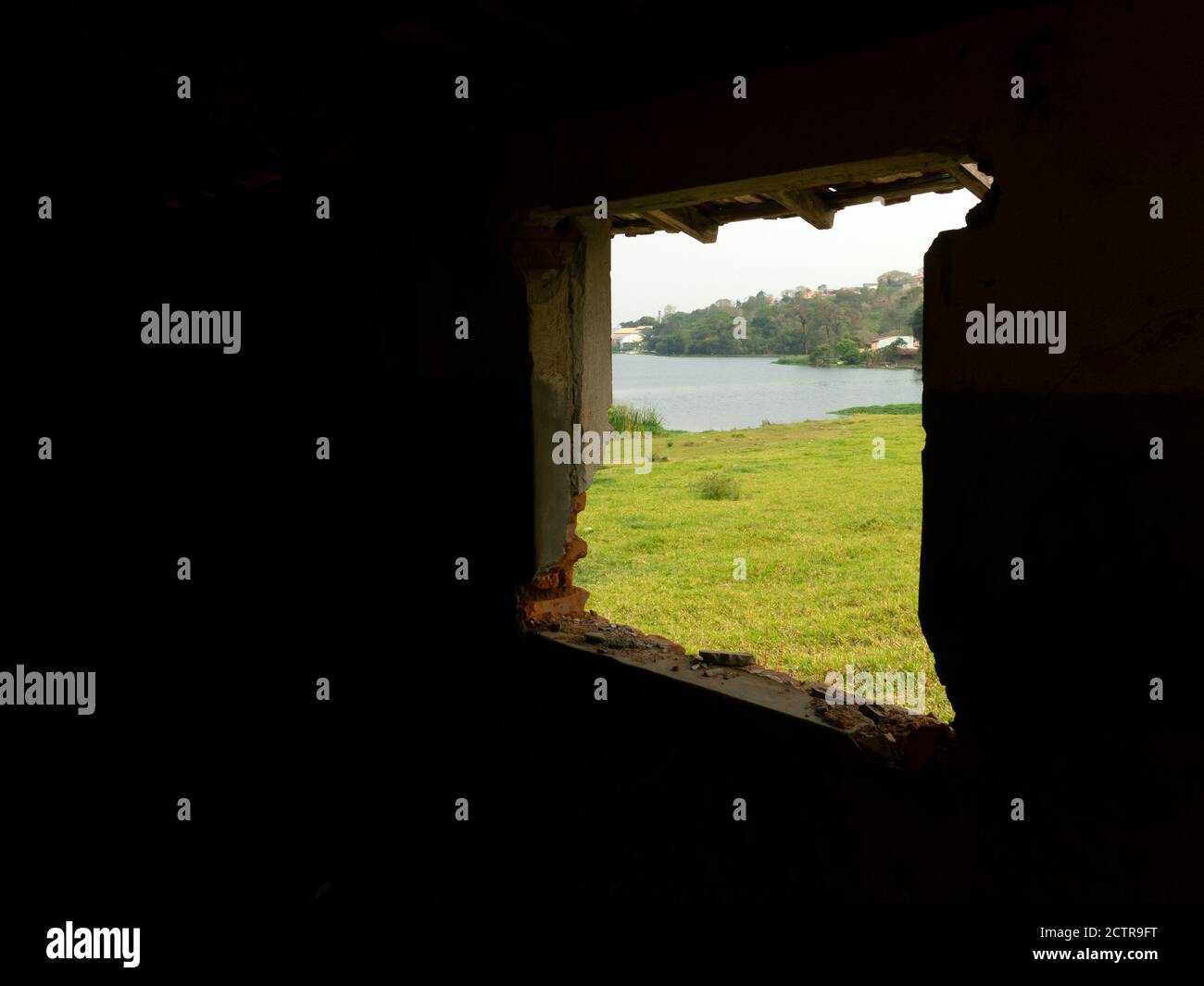 Window of an old abandoned house - view from inside Stock Photo - Alamy