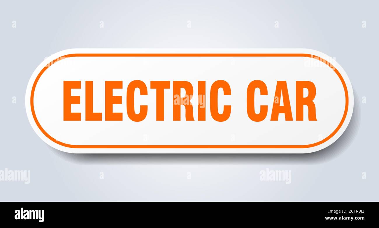 electric car sign. rounded isolated sticker. white button Stock Vector ...