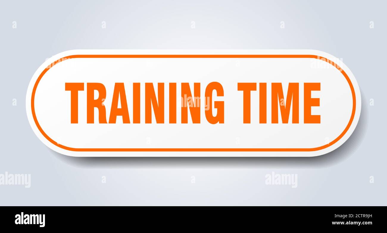 training time sign. rounded isolated sticker. white button Stock Vector ...