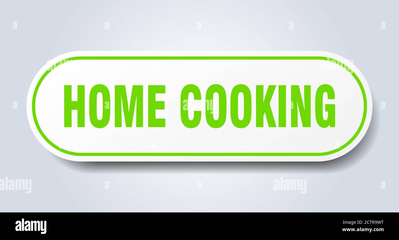 home cooking sign. rounded isolated sticker. white button Stock Vector ...