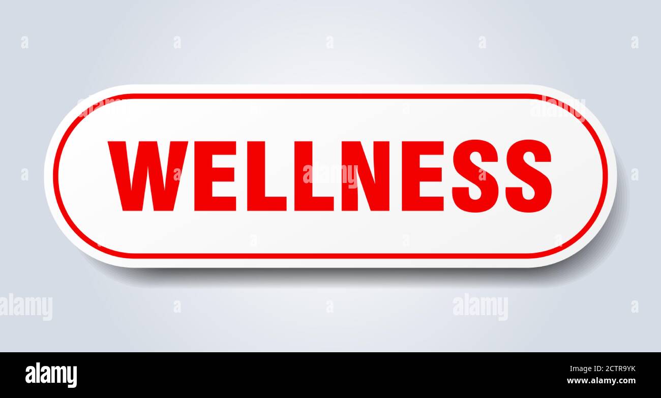 wellness sign. rounded isolated sticker. white button Stock Vector ...
