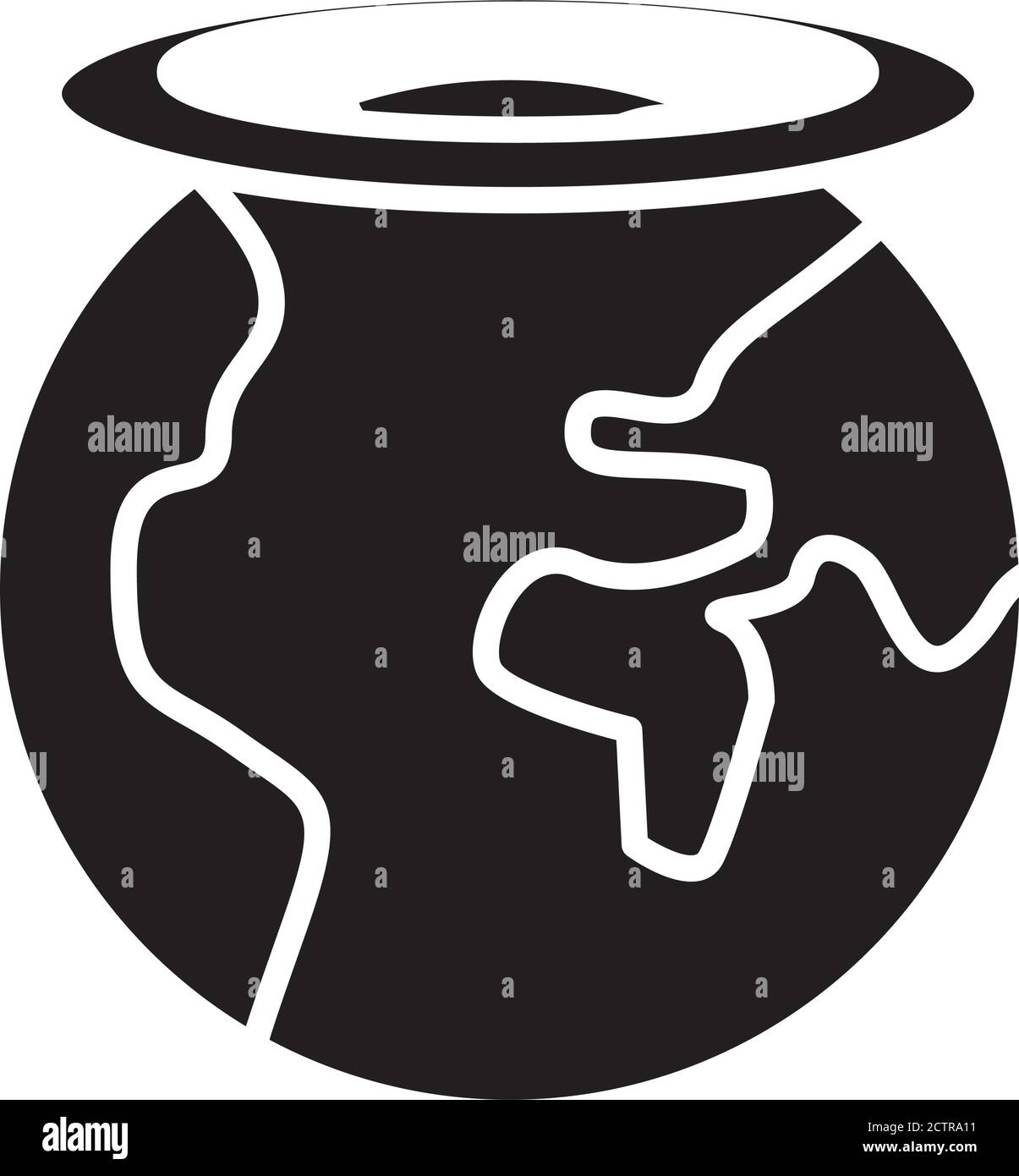 world planet earth with halo silhouette style icon vector illustration ...
