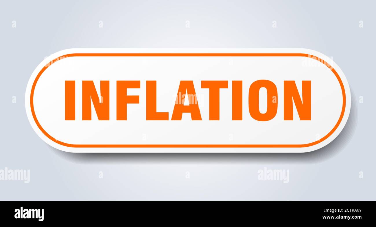 inflation sign. rounded isolated sticker. white button Stock Vector ...