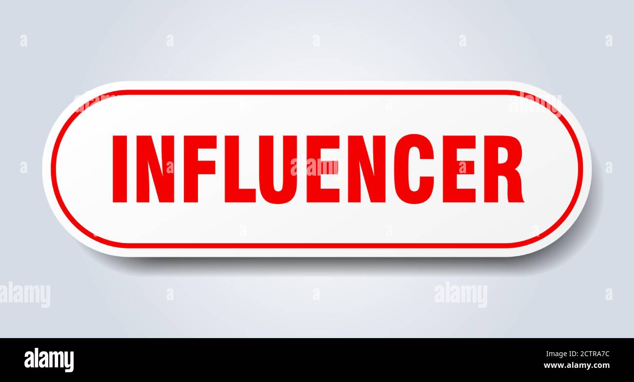 influencer sign. rounded isolated sticker. white button Stock Vector ...