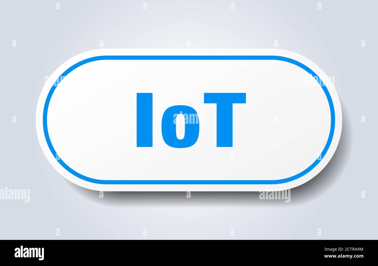 iot sign. rounded isolated sticker. white button Stock Vector Image ...