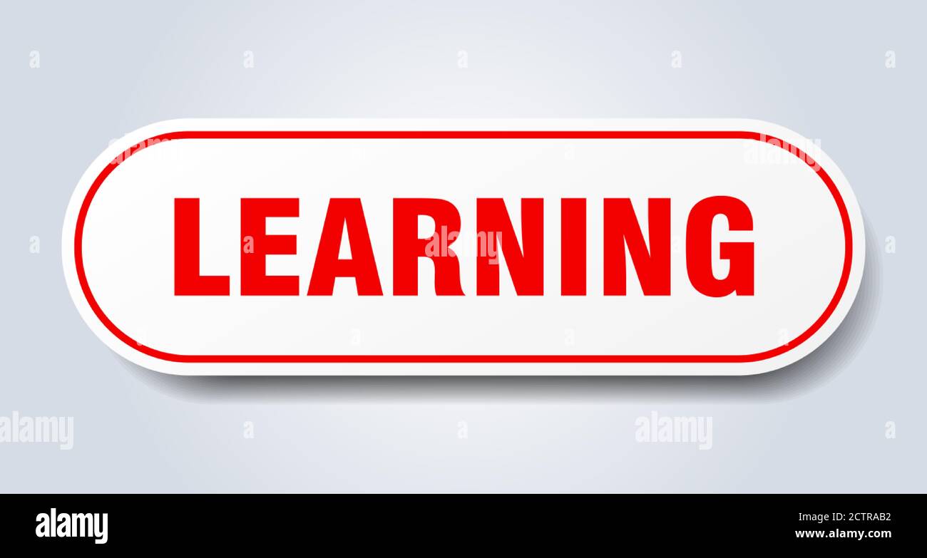learning sign. rounded isolated sticker. white button Stock Vector ...