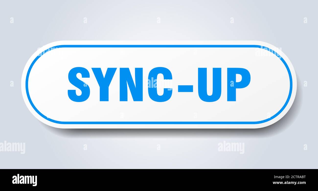 sync-up sign. rounded isolated sticker. white button Stock Vector Image ...