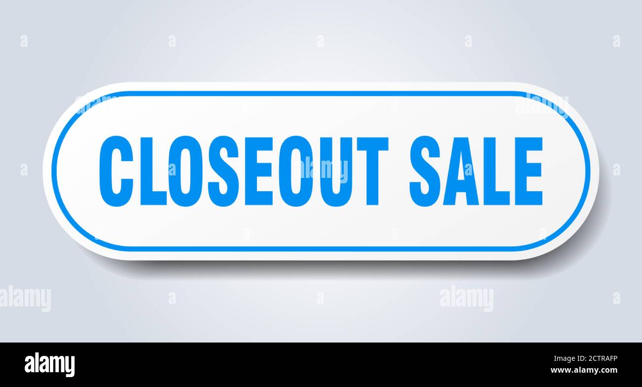 closeout sale sign. rounded isolated sticker. white button Stock Vector ...