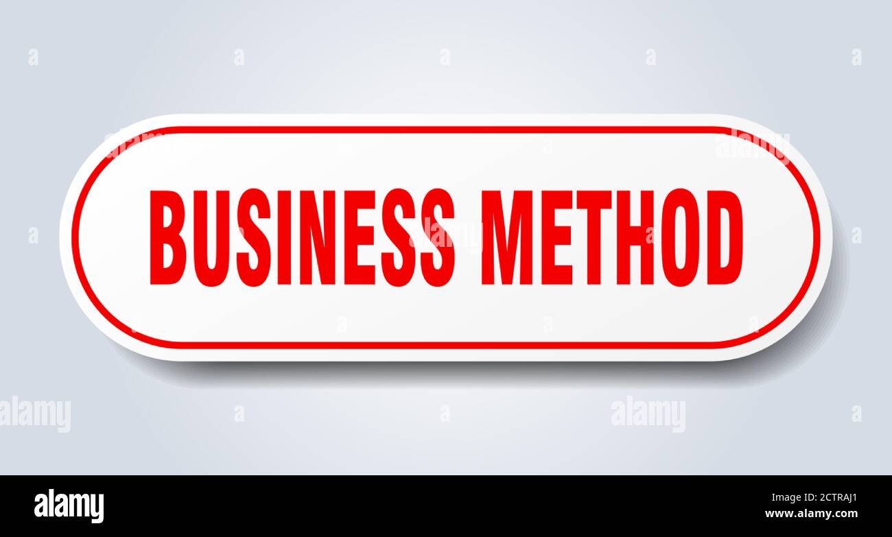 business method sign. rounded isolated sticker. white button Stock ...