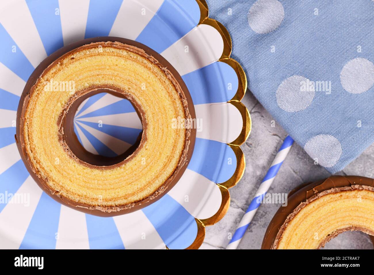 Round slice of traditional German layered winter cake called ...