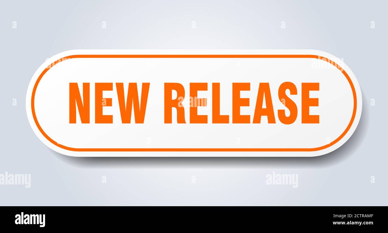 new release sign. rounded isolated sticker. white button Stock Vector ...