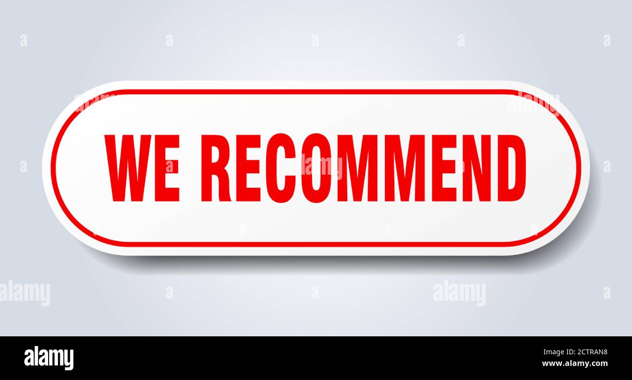 we recommend sign. rounded isolated sticker. white button Stock Vector ...