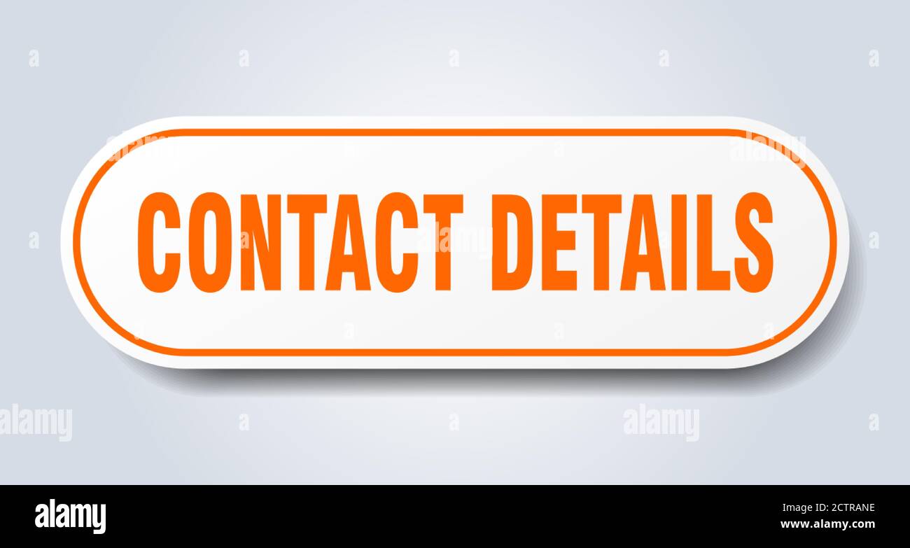 contact details sign. rounded isolated sticker. white button Stock ...