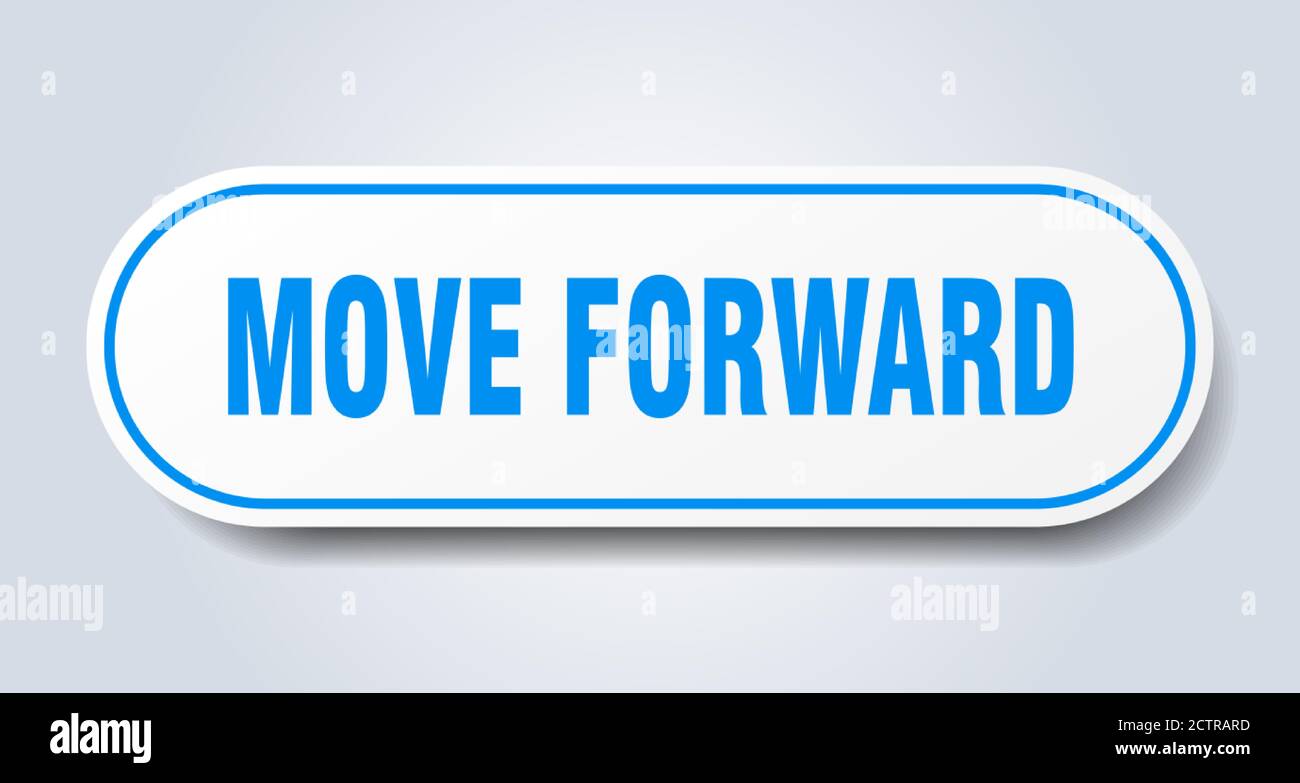 move forward sign. rounded isolated sticker. white button Stock Vector ...