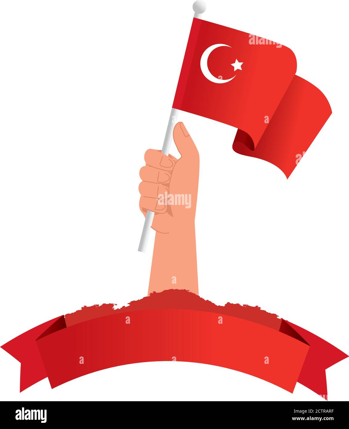 hand holding turkish flag icon with ribbon vector design Stock Vector ...