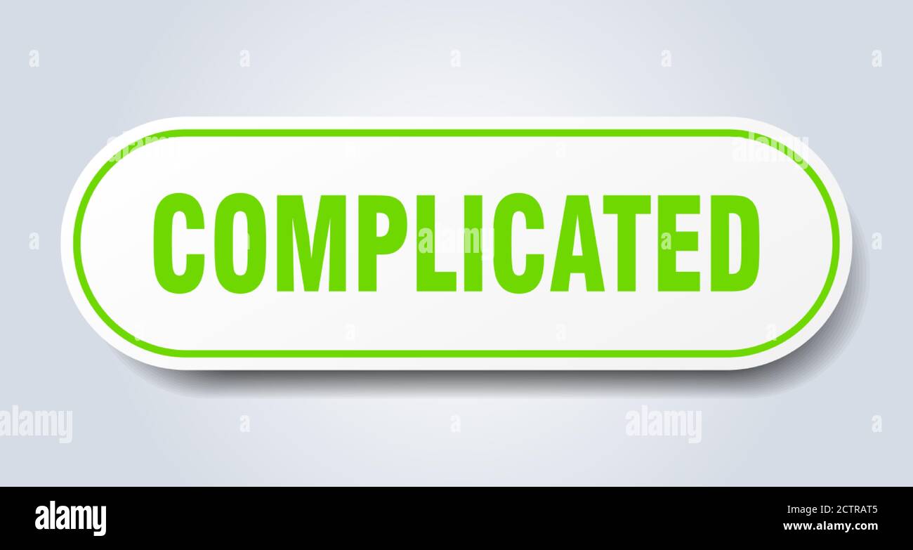 complicated sign. rounded isolated sticker. white button Stock Vector ...