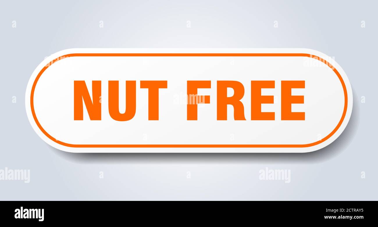 nut free sign. rounded isolated sticker. white button Stock Vector ...