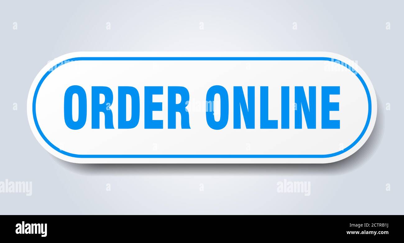 order online sign. rounded isolated sticker. white button Stock Vector ...